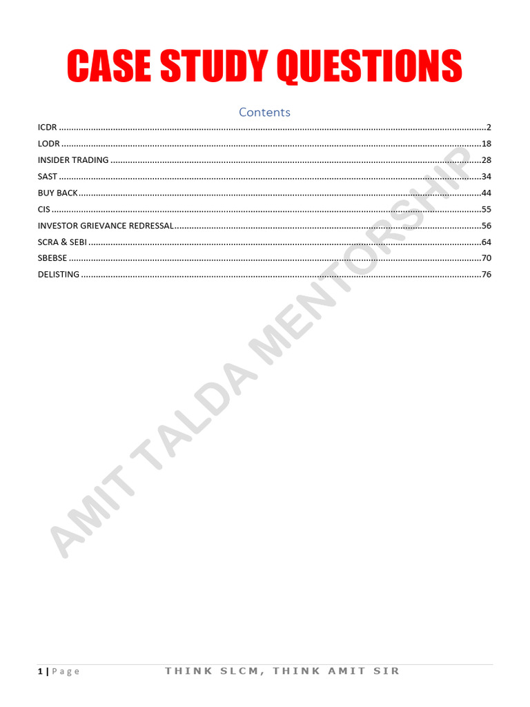 CASE STUDY QUESTION PAST PAPERS-Executive-Revision | PDF