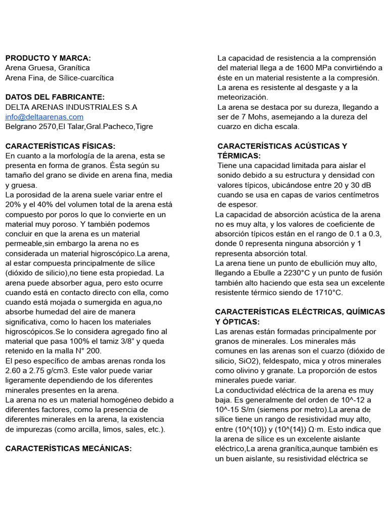 Características y Usos de Arenas Industriales | PDF | Arena | Minerales