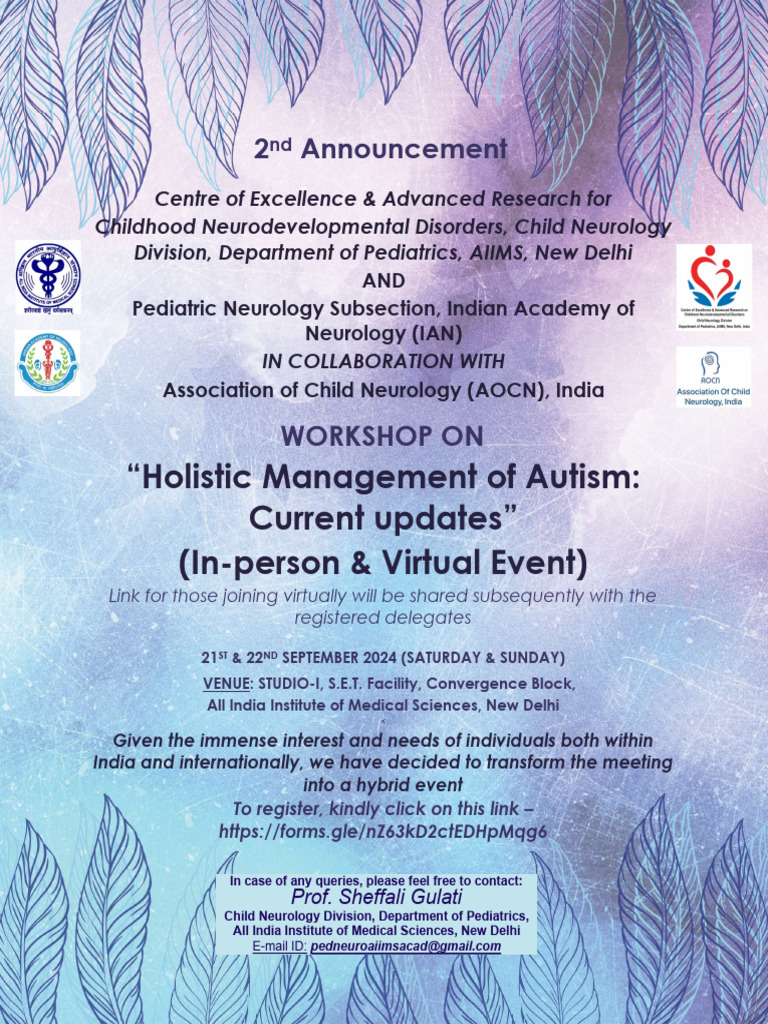 Autism Workshop - 2nd Announcement | PDF