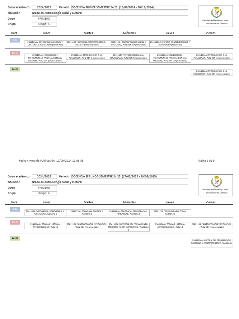 2425 Horario CP 294 Rev | PDF