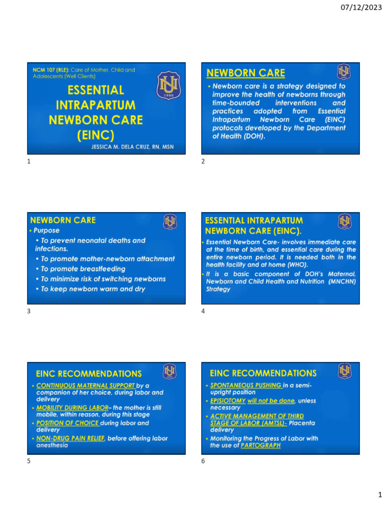 Essential Intrapartum Newborn Care EINC | PDF
