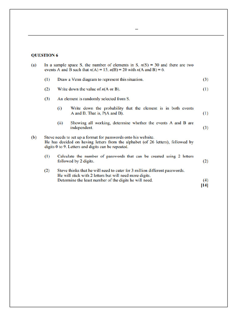 IEB Final Exams Probability & Counting Questions | PDF