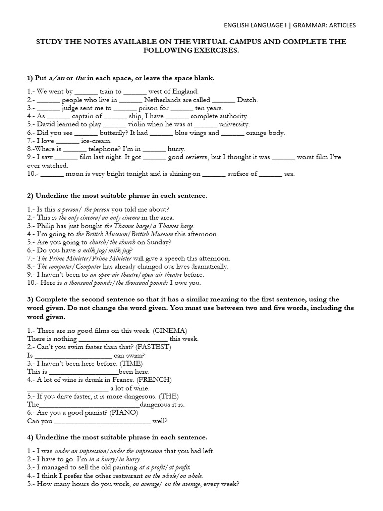 Exercises | PDF | Language Arts & Discipline | Foreign Language Studies