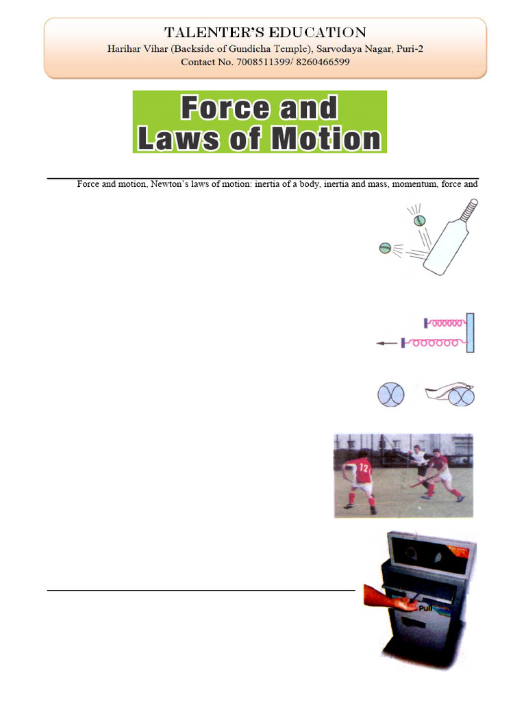 Force and Laws of Motion_Notes | PDF