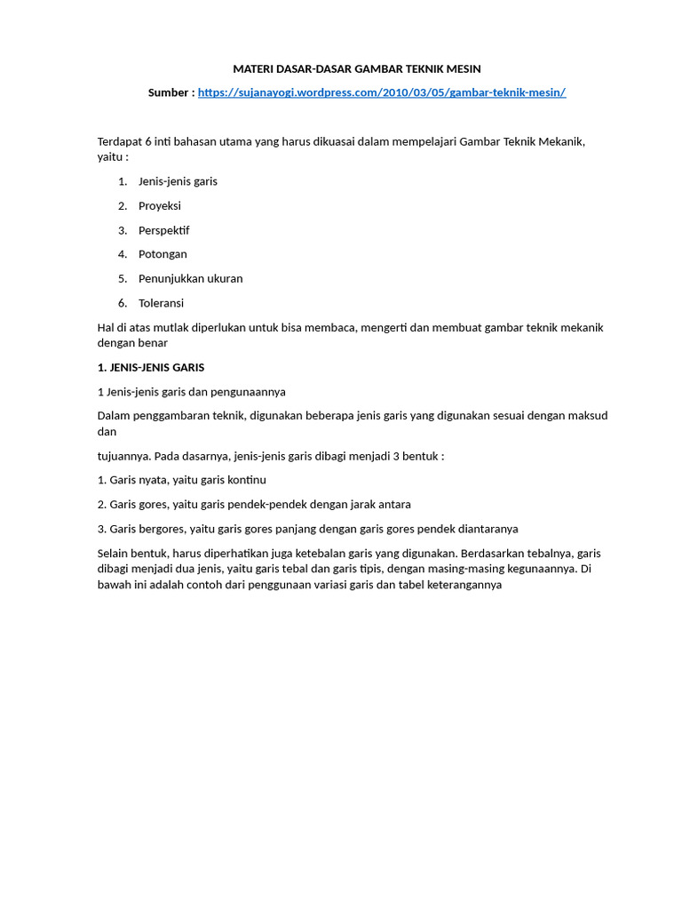 Materi Gamtek, Garis, Proyeksi, Perspektif, Potongan, Ukuran Dan ...