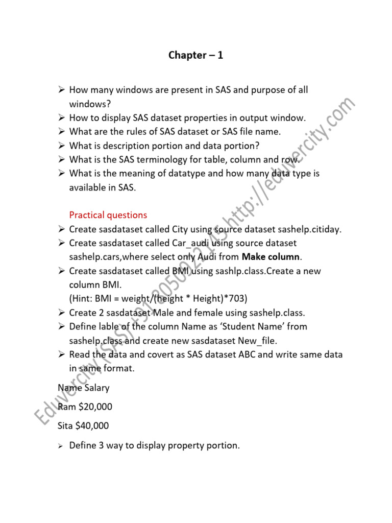 Chapter - 1 Assignments | PDF