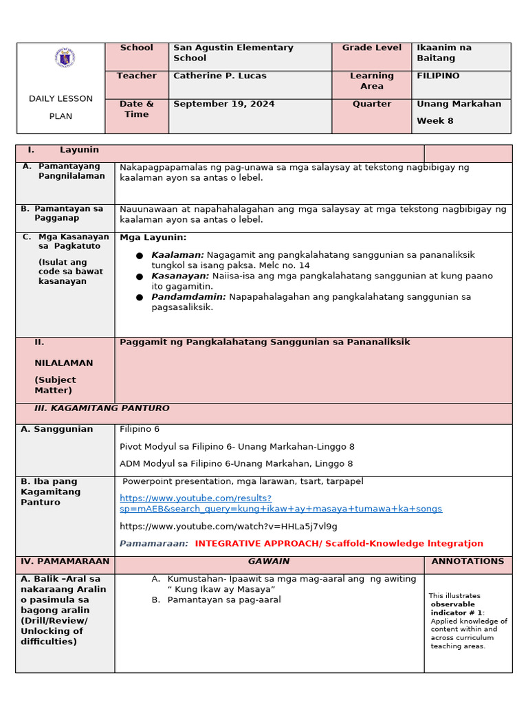 Cot Filipino 6 Q1 W8 | PDF