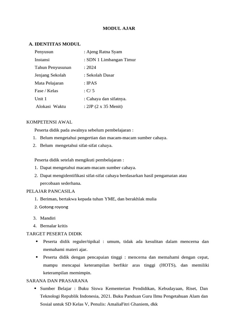 MODUL AJAR ubd | PDF