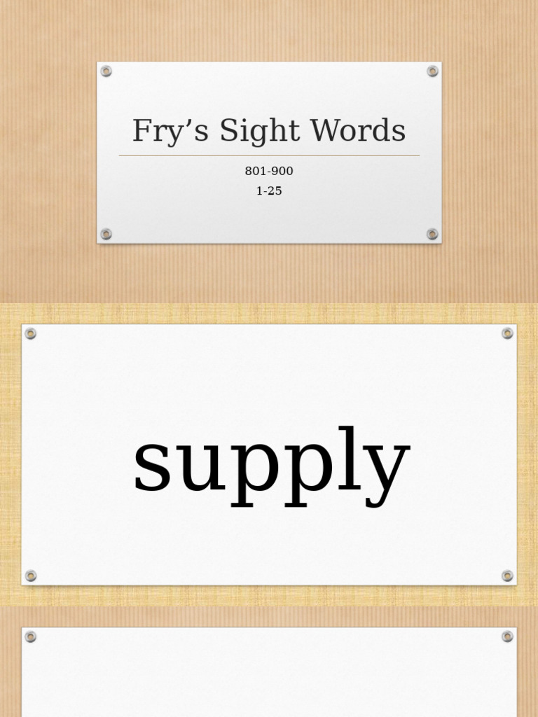 Fry’s Sight Words 1-100 | PDF