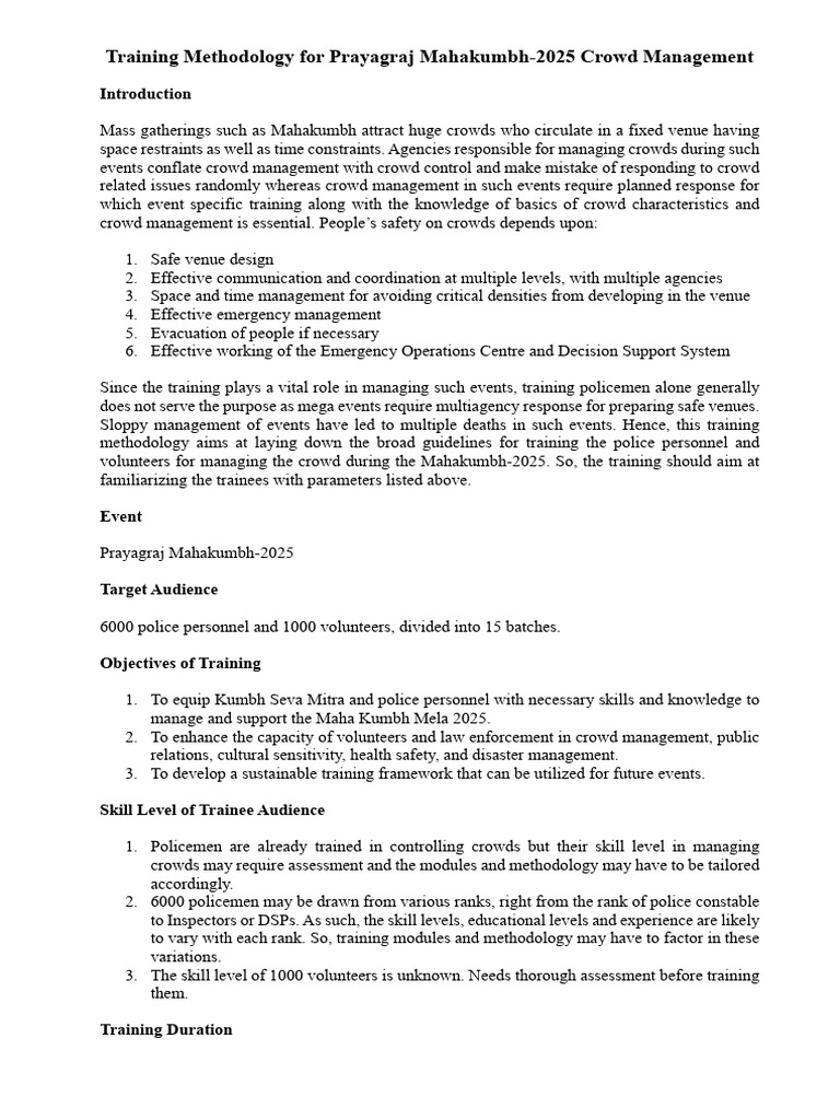 Training Methodology For Crowd Management | PDF | Emergency Management ...