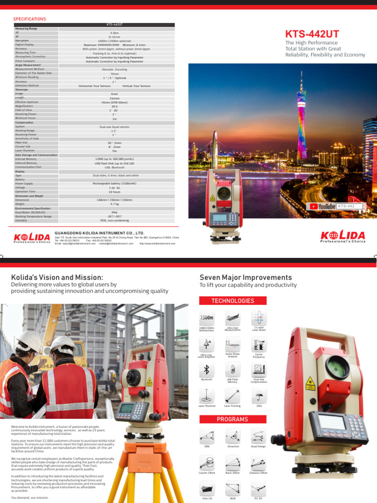 Kolida KTS 442UT Total Station | PDF