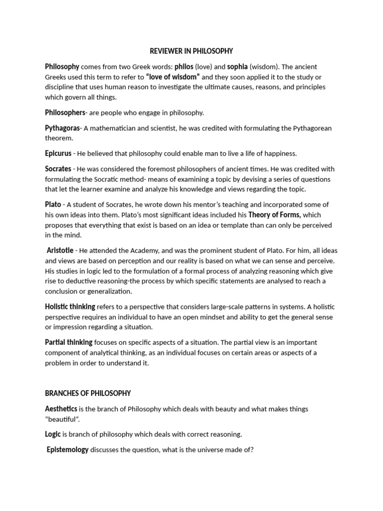 Philosophy Comes From Two Greek Words | PDF