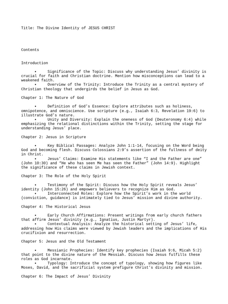 The Divine Identity of Jesus Christ | PDF