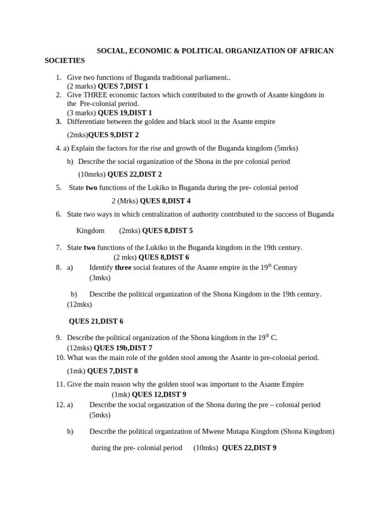 Socialeconomic Political Organization of African Societi | PDF