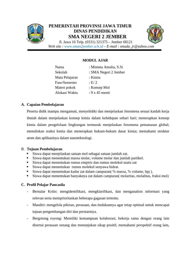 RPP Konsep Mol | PDF