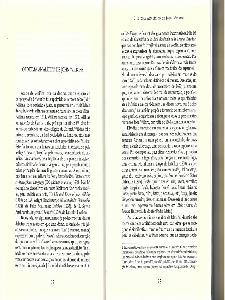 Borges - O Idioma Analítico de John Wilkins | PDF