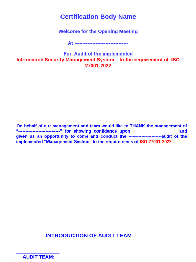 5. Opening Meeting Template | PDF