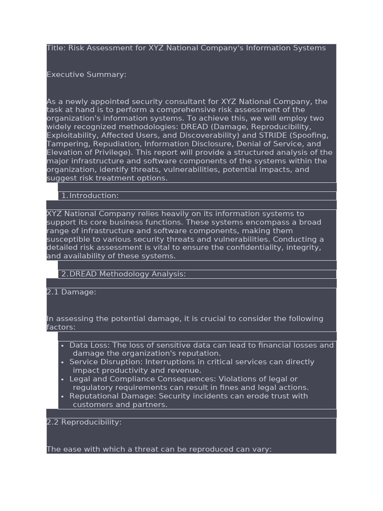 XYZ Co. Info Systems Risk Assessment | PDF | Vulnerability (Computing) | Security