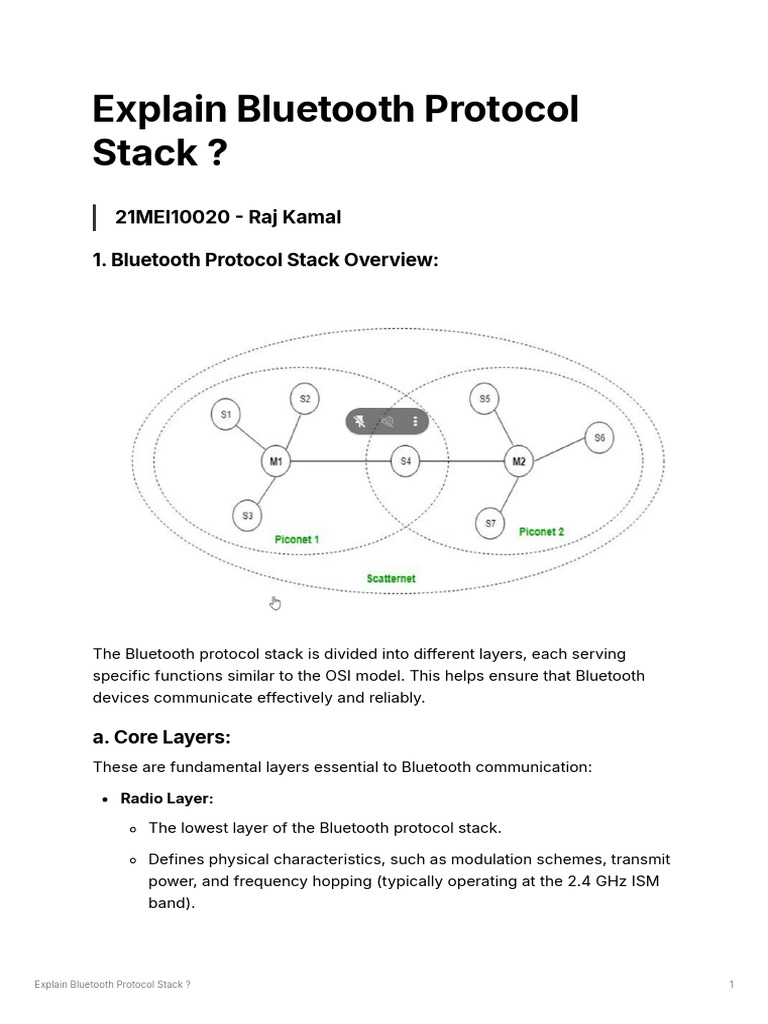 21MEI10020 Raj Kamal Explain Bluetooth Protocol Stack | PDF