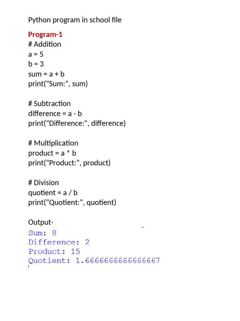 PROGRAM in Python - Abhay Raj Singh School | PDF