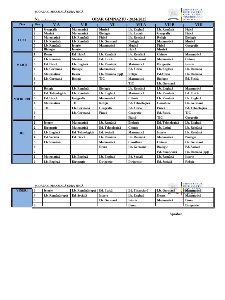 orar complet 2024 | PDF