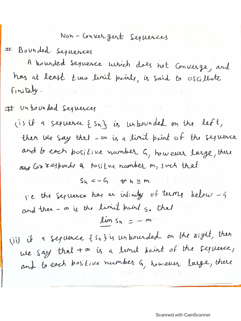 Convergent Sequence (Hand Written Notes) | PDF