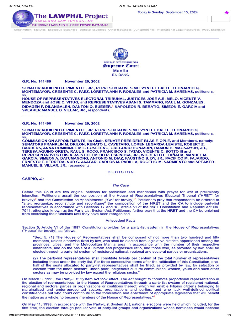 Pimentel v. HRET | PDF