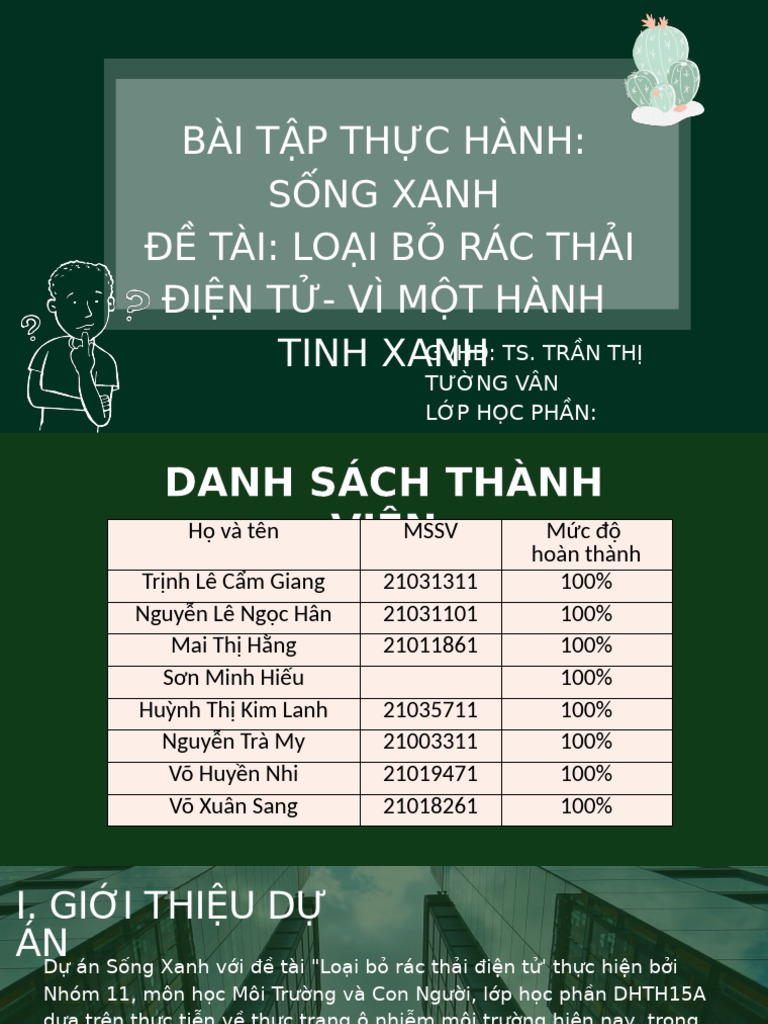 BTTH-Sống Xanh - Nhóm 11 | PDF