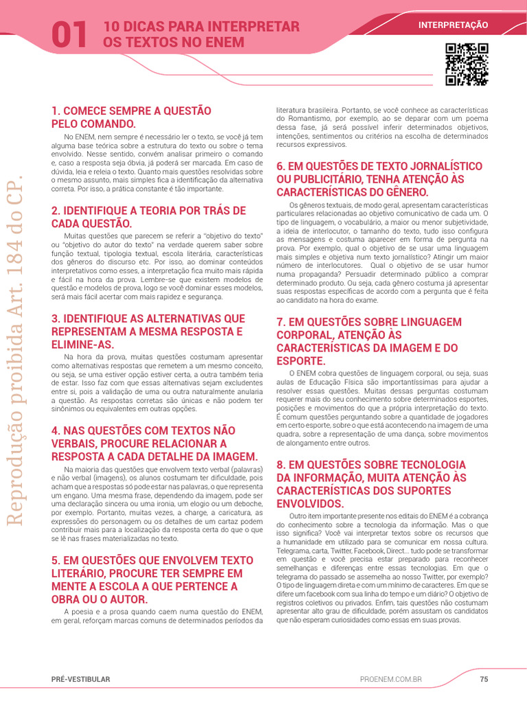 10 Dicas para Interpretar Os Textos No Enem | PDF