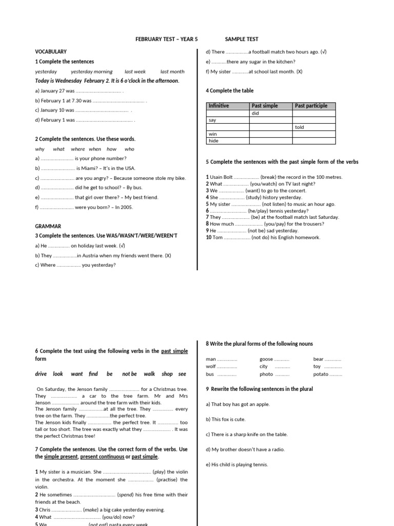 February Test Sample | PDF