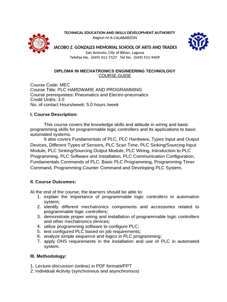 PLC Hardware and Programming Course Guide | PDF