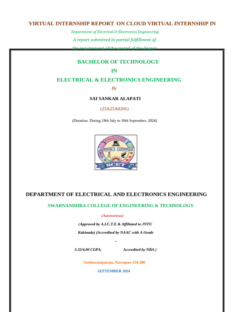 Bachelor of Technology IN Electrical & Electronics Engineering | PDF