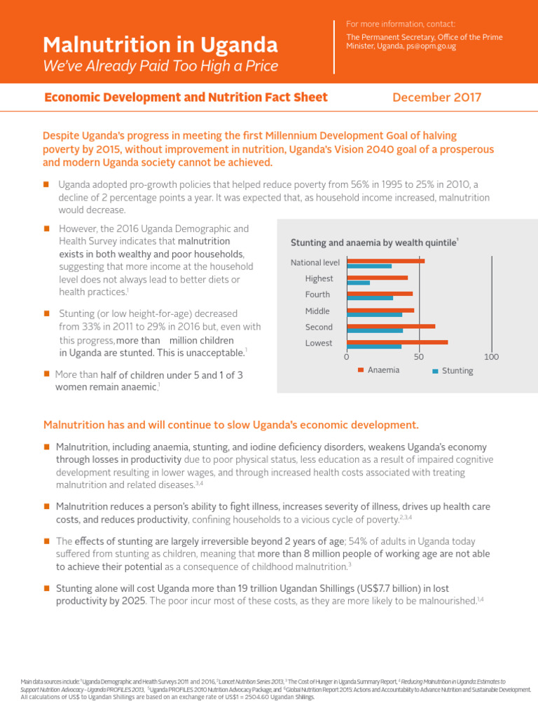 Uganda Econ Dev Nutrition FactSheet Dec2017 | PDF