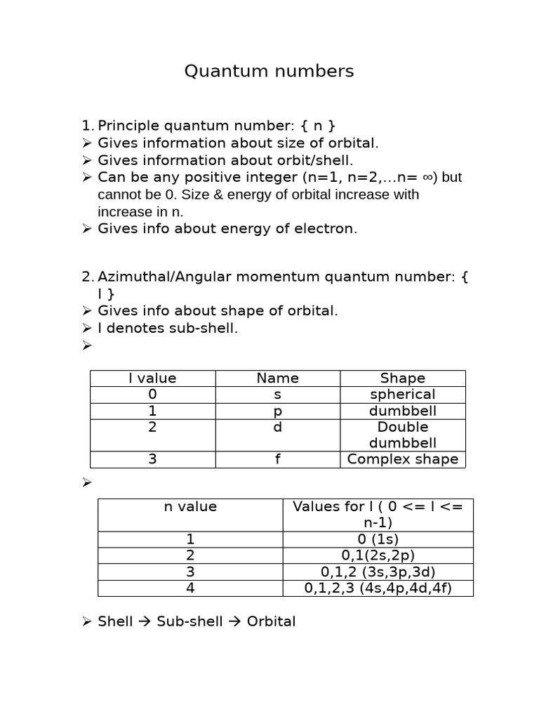 Quantum Numbers | PDF