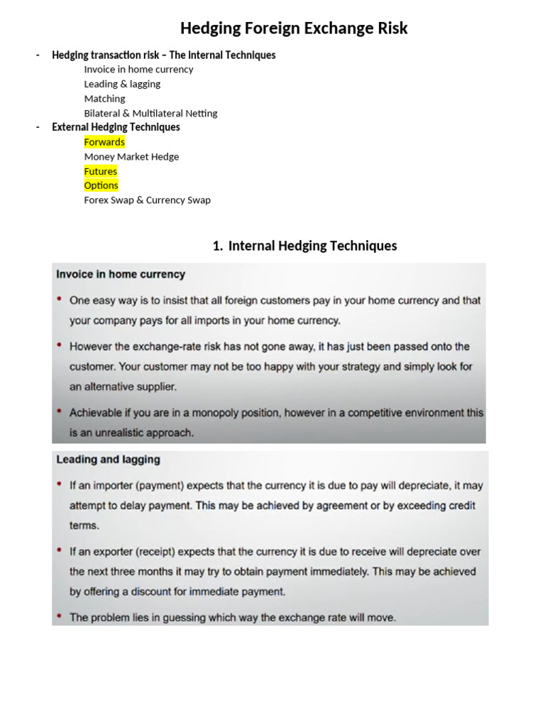 Hedging Foreign Exchange Risk | PDF