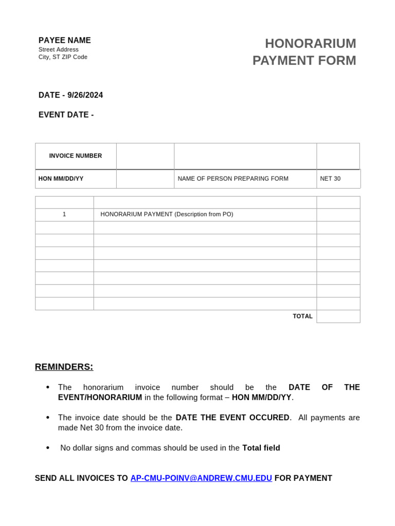 Honorarium Pymt | PDF