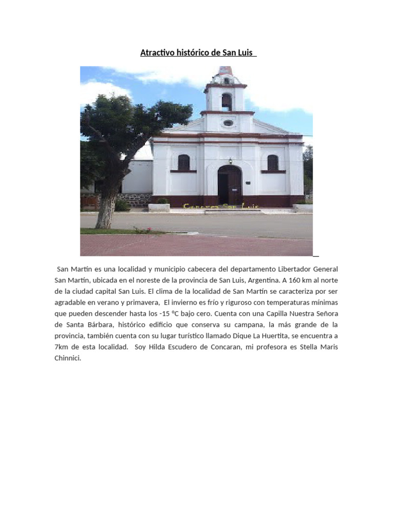 Atractivo Histórico de San Luis-Hilda Escudero-Ulp | PDF