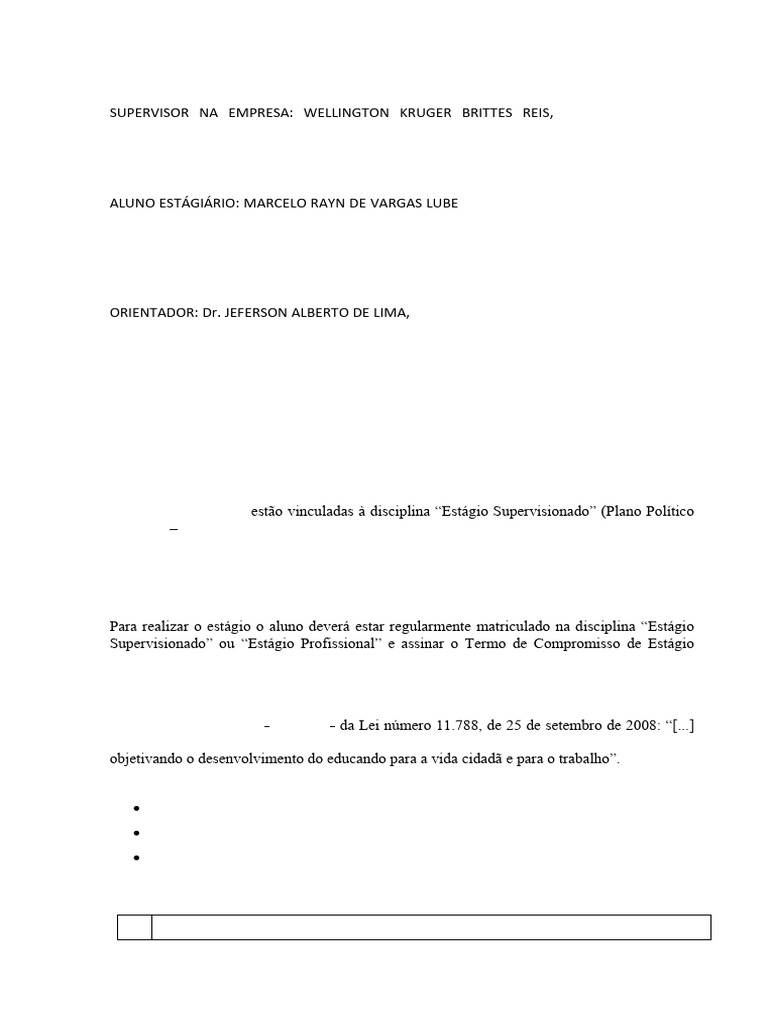 Plano de trabalho Estagio.docx | PDF