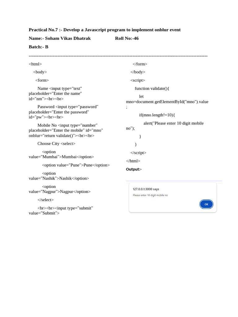 (Soham) Practical No 7.1 | PDF