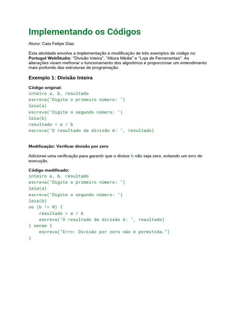Implementando Os Códigos | PDF