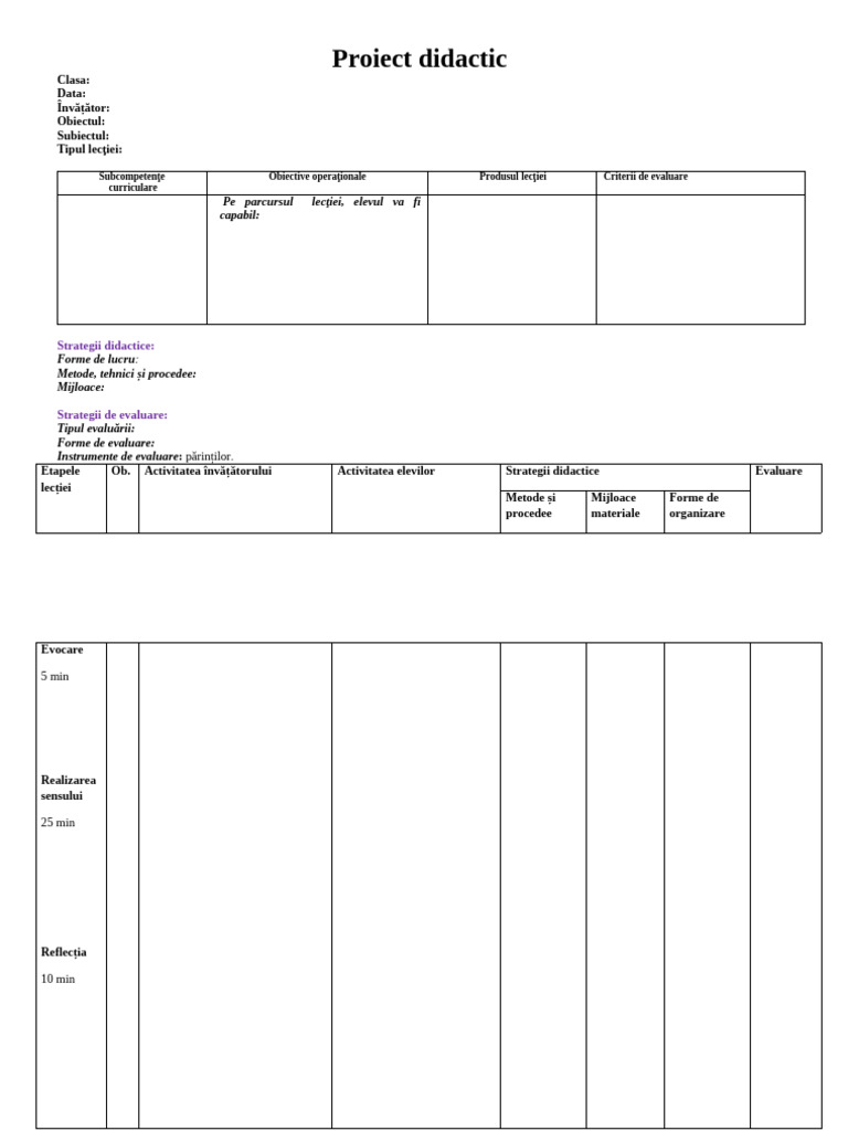 Schița - Proiect Didactic | PDF