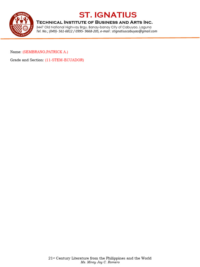 Patrick Critical Essay | PDF