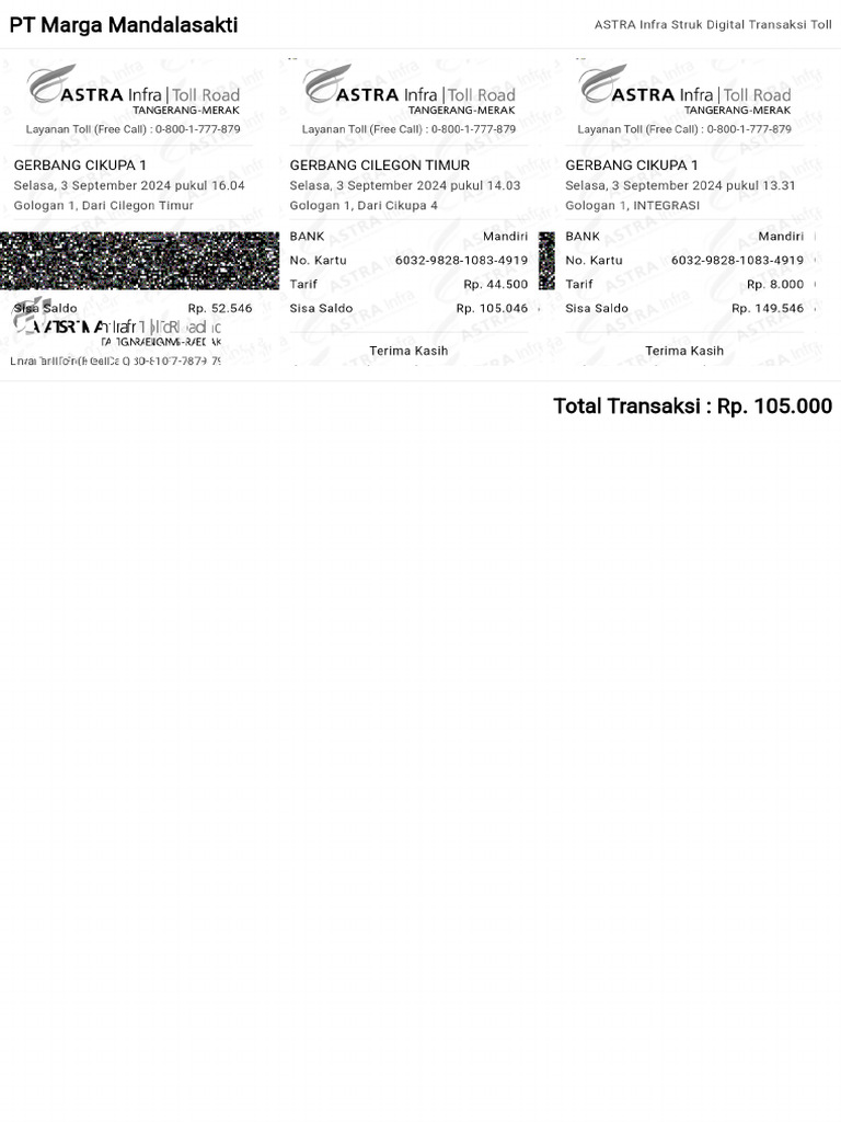 ASTRA Infra Struk Digital Transaksi Toll - 20249593659 | PDF