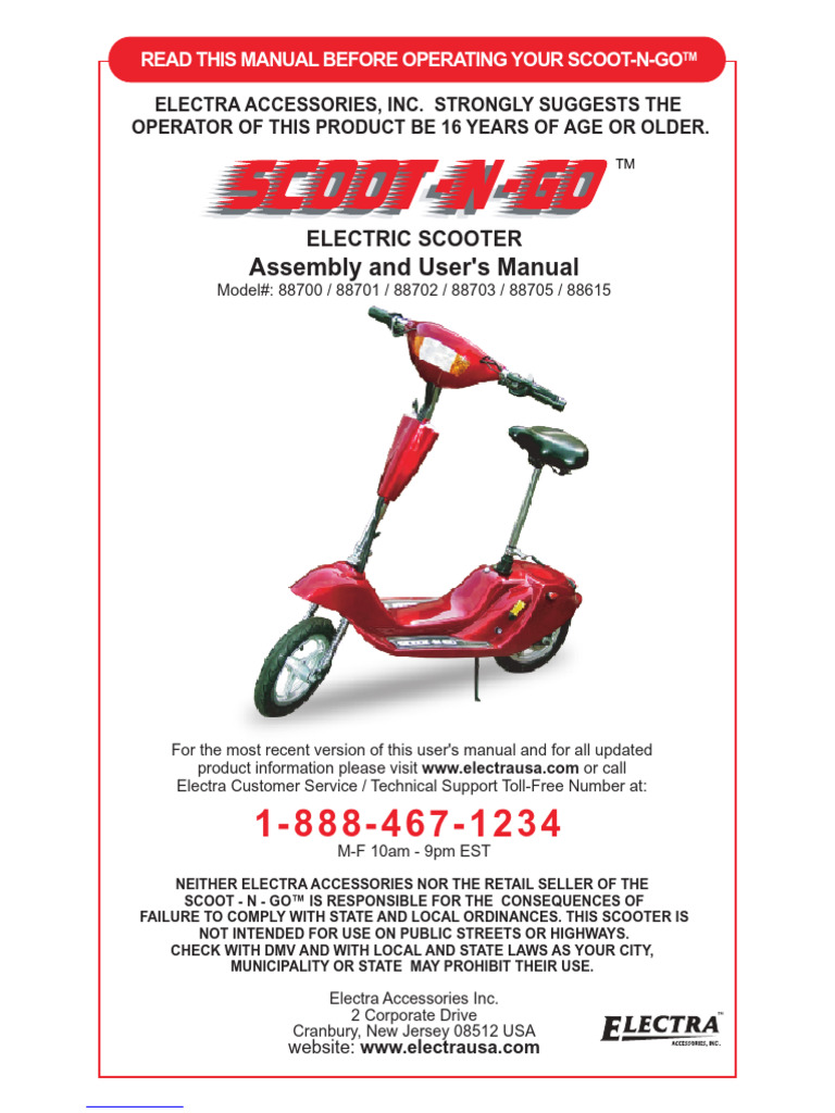 Assembly and User's Manual: Electric Scooter | PDF