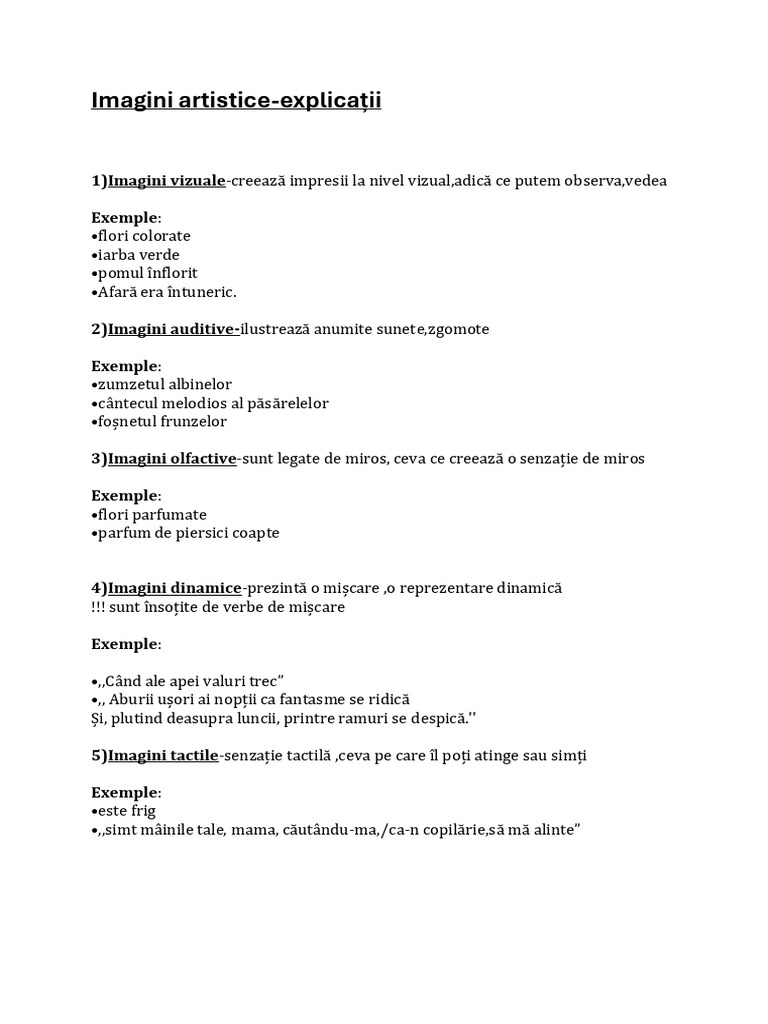 Imagini Artistice-Explicatii | PDF
