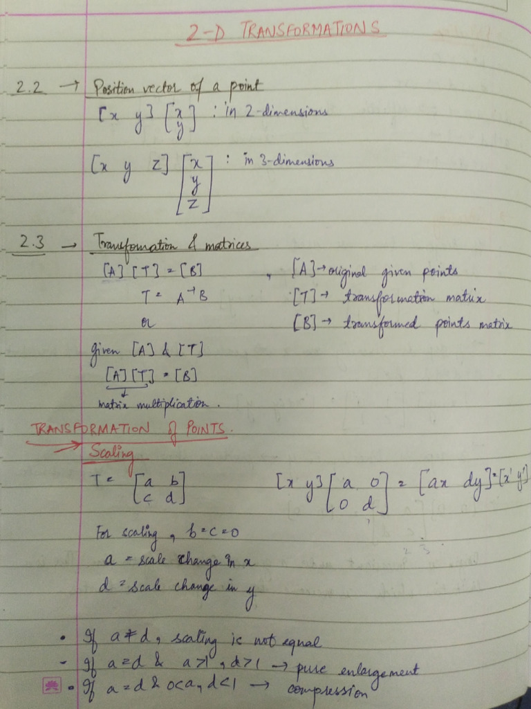 2D Transformation Notes | PDF