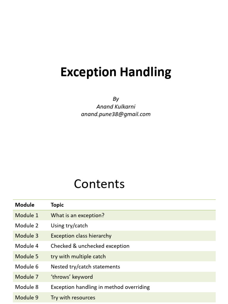 Exception Handling | PDF