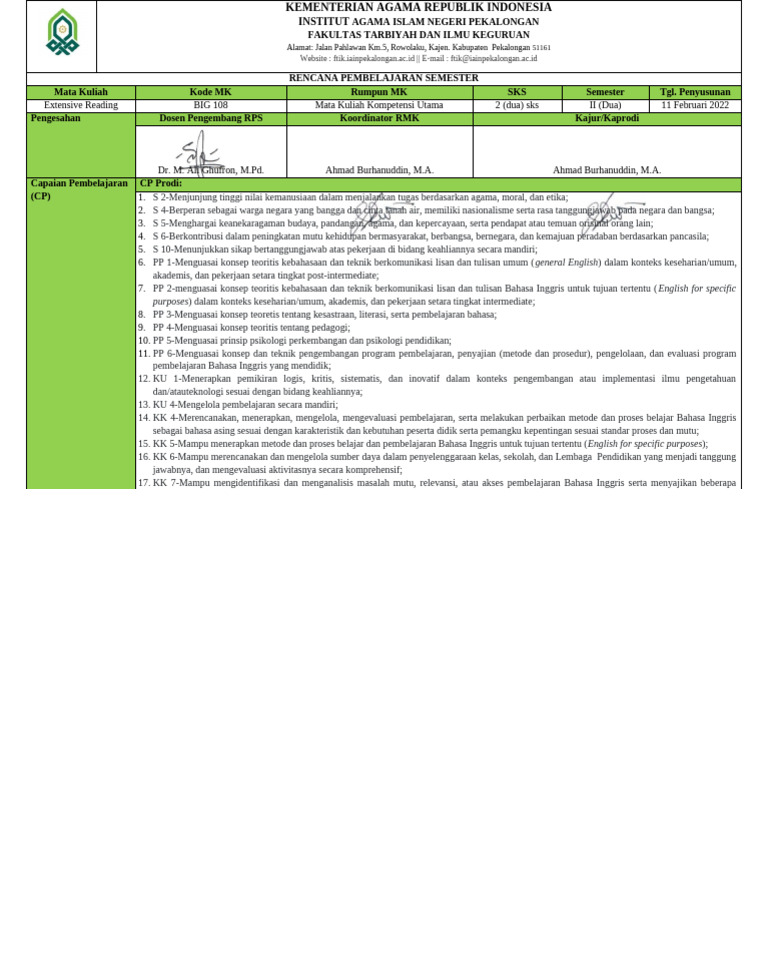 RPS Extensive Reading - M Ali Ghufron | PDF