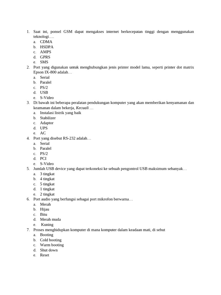 Komputer Dasar X TKJ | PDF