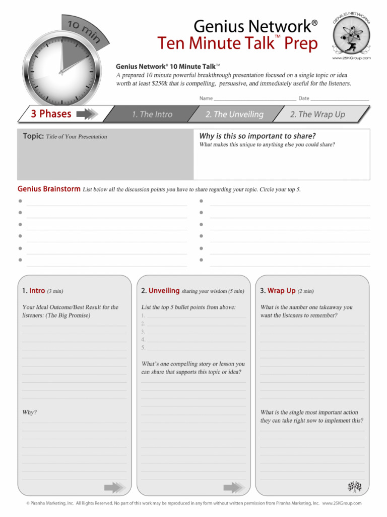 Ten Minute Talk Prep Form | PDF